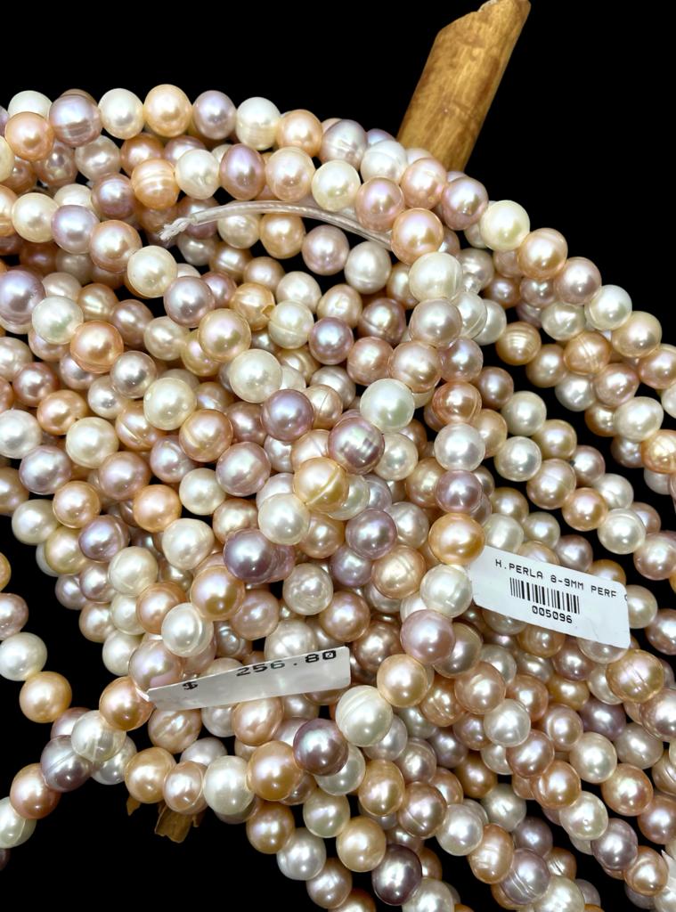 Perla Rosa Perforacion Gruesa 8-9mm - Piedras Calibradas